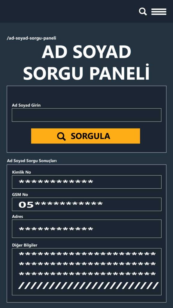 Ad Soyad Sorgu Paneli - teknobilir.com
